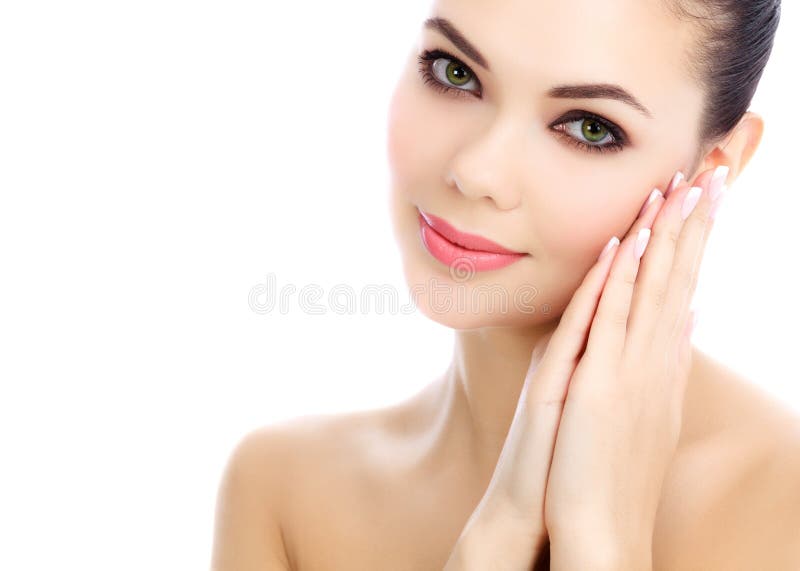 Young Female with Fresh Clear Skin Stock Image - Image of background ...
