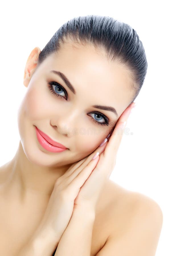 Female with Fresh Clear Skin Stock Image - Image of hands, clean: 39249609