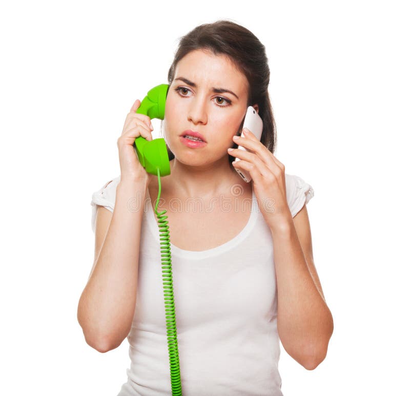 Young Female Getting Stressed on the Phone. Stock Image - Image of ...