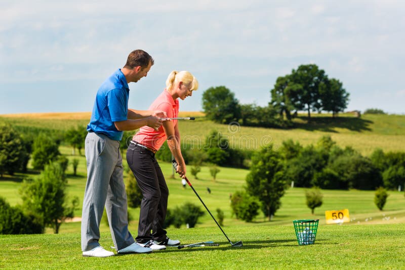 Young Female Golf Player on Course Stock Photo - Image of active ...