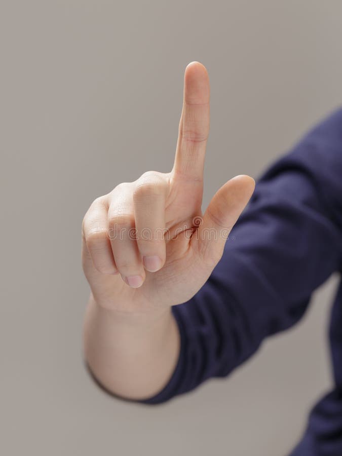 Young Female Hand To Select or Touch Something on Transparent Screen ...