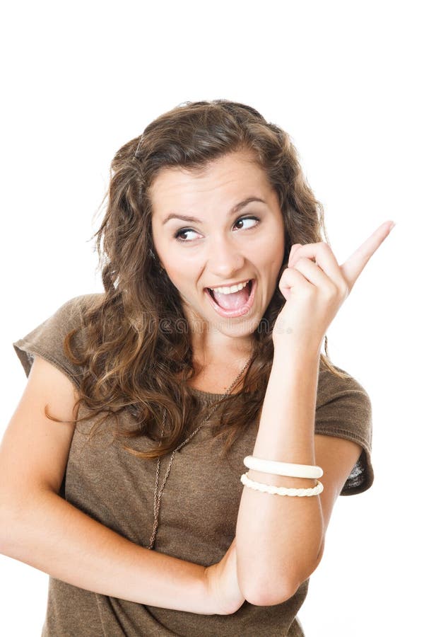 Young female have an idea stock image. Image of indoor - 34227835