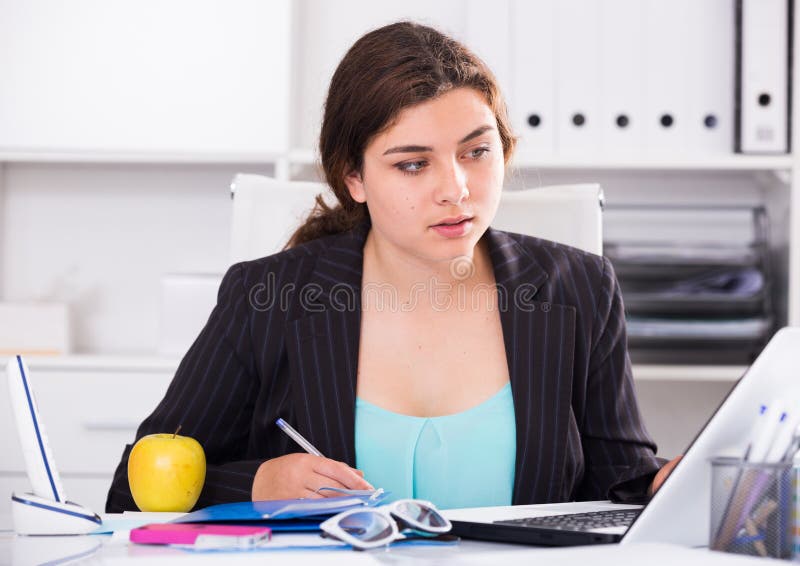 Young Female is Having Productive Day at Work Stock Photo - Image of ...