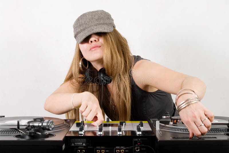 Young Female Hip-hop Dj Playing Stock Image - Image of record, girl ...