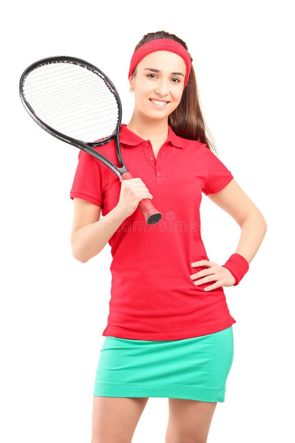 Portrait of Young Female Tennis Player Equipped with Professional ...