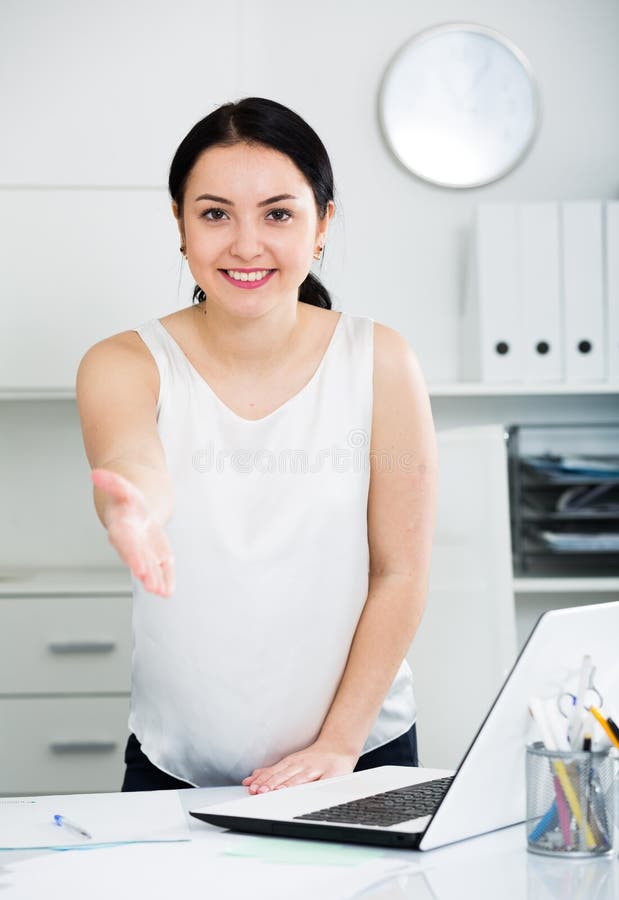 Female Manager Waiting for Clients Stock Image - Image of caucasian ...