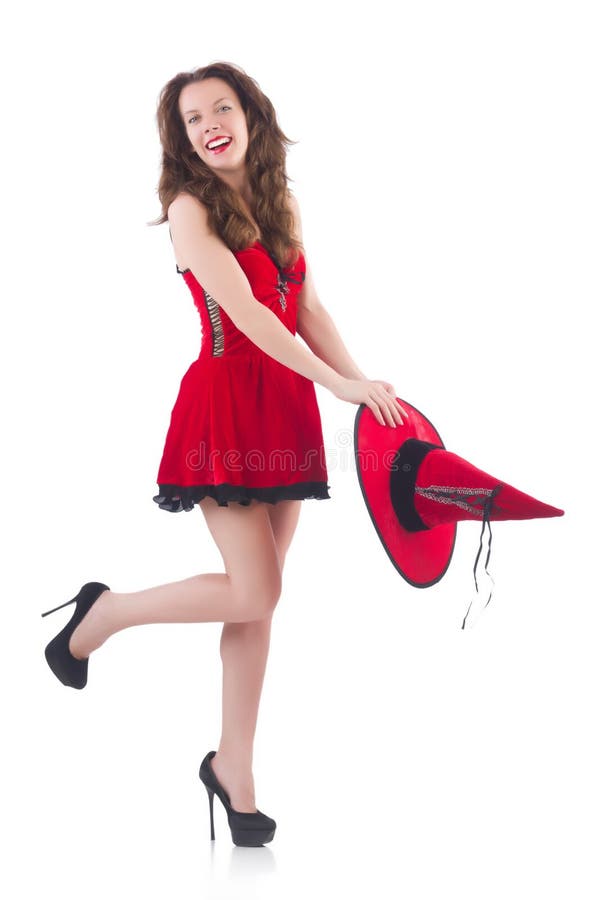 Young Female Model Posing in Red Mini Dress Stock Photo - Image of ...