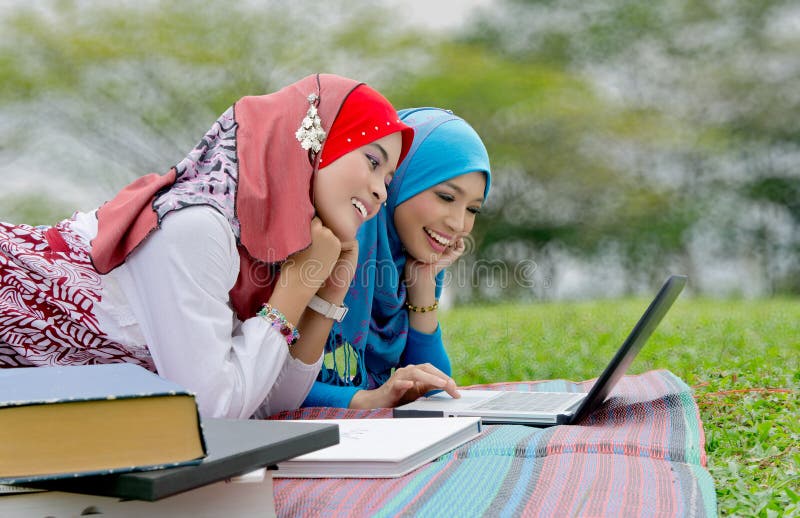 Muslim students studying stock image. Image of hijab - 21452095