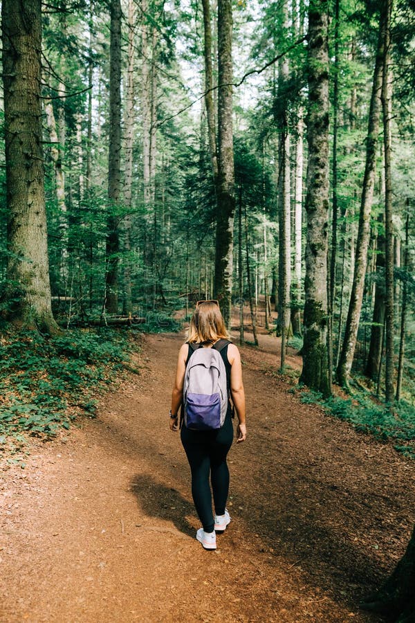 Young Female Nature Explorer In The Forest Stock Image - Image of ...