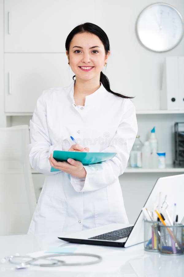 Nurse Arranging Appointment Stock Photo - Image of girl, arranging ...