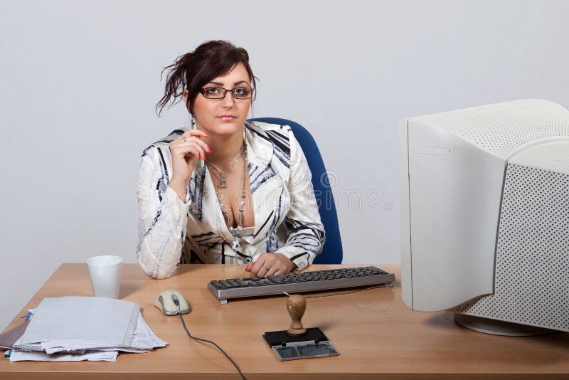 Young female office worker stock image. Image of cheerful - 36752843