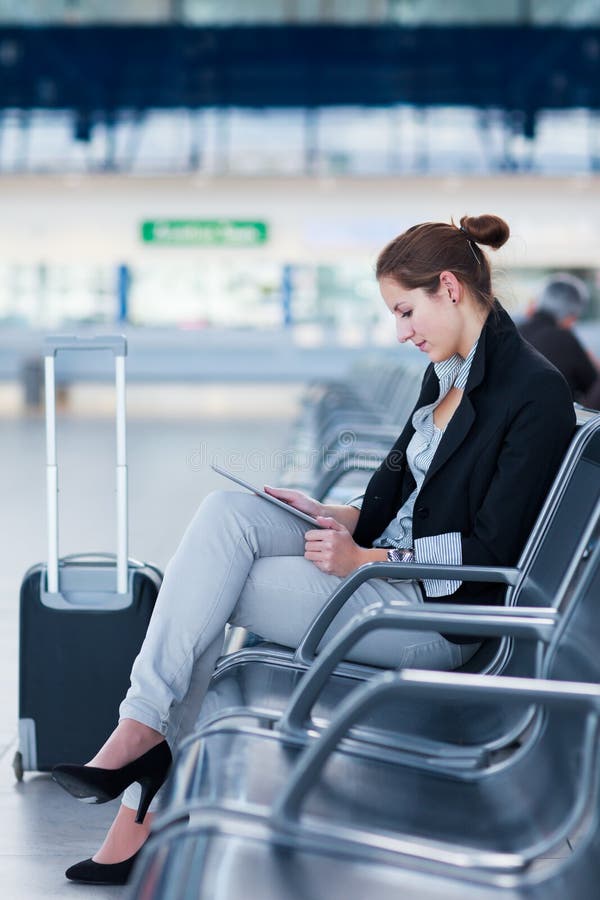 Young Female Passenger at the Airport, Stock Image - Image of check ...
