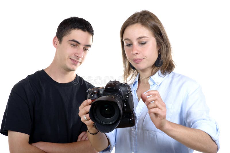 Young Female Photographer and Student Stock Photo - Image of white ...