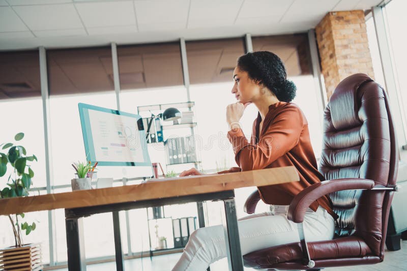 Young Female Professional Focused on a Computer in a Modern Office ...