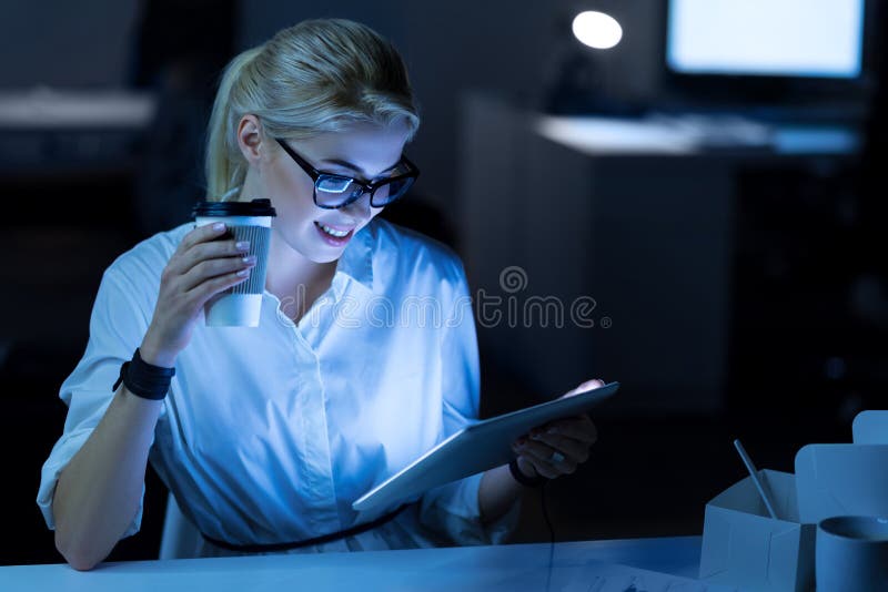 Young Female Programmer Using Modern Device in the Office Stock Image ...