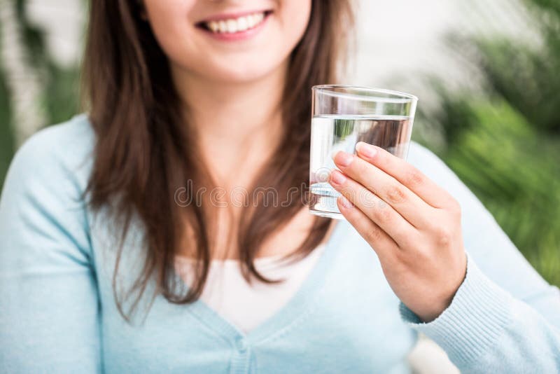 Young Female Refreshing with Water Stock Photo - Image of healthy ...