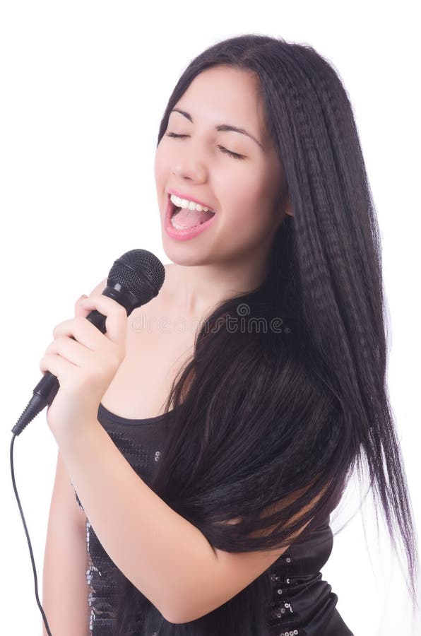 Young Female Singer with Mic Stock Image - Image of club, musician ...