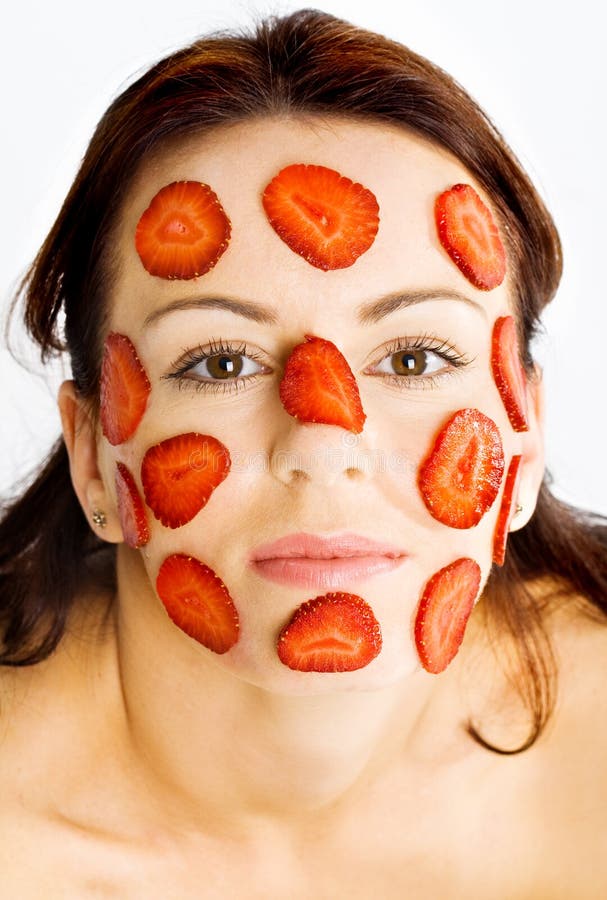 Young Female with Strawberry Stock Photo - Image of masque, facial: 3415814