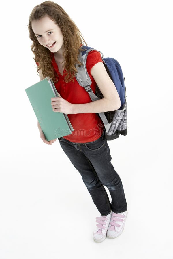 Young Female Student with Backpack Stock Photo - Image of backpack ...