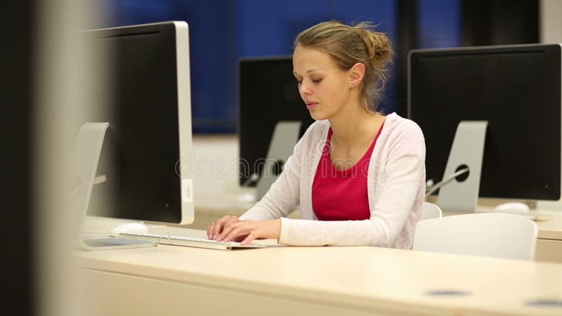 Young Female Student in a Computer Classroom Stock Video Footage ...