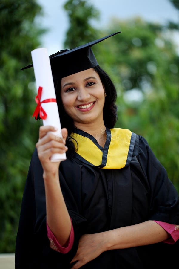 Young Female Student with Diploma at Outdoors Stock Image - Image of ...