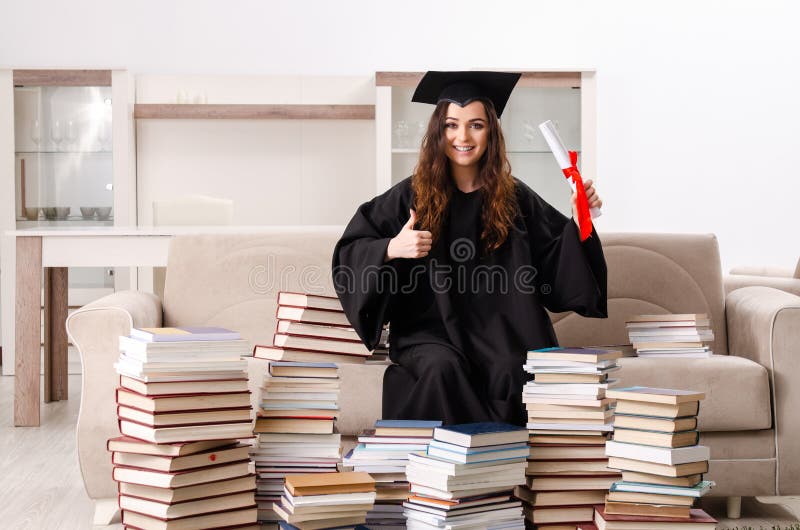 The Young Female Student Graduating from the University Stock Image ...
