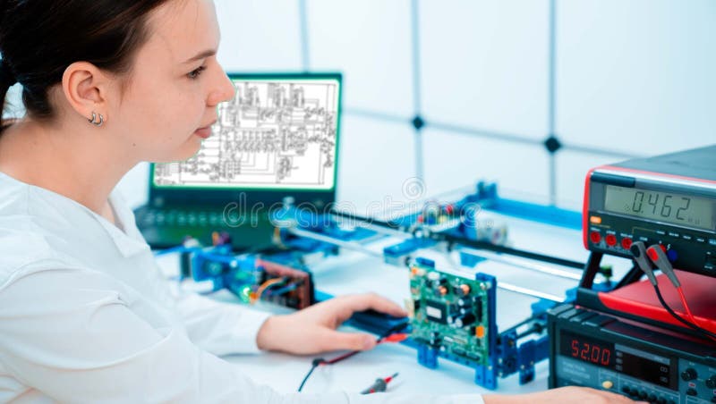 Young Female Student Setting Up a Negative Feedback System in the University S Industrial ...