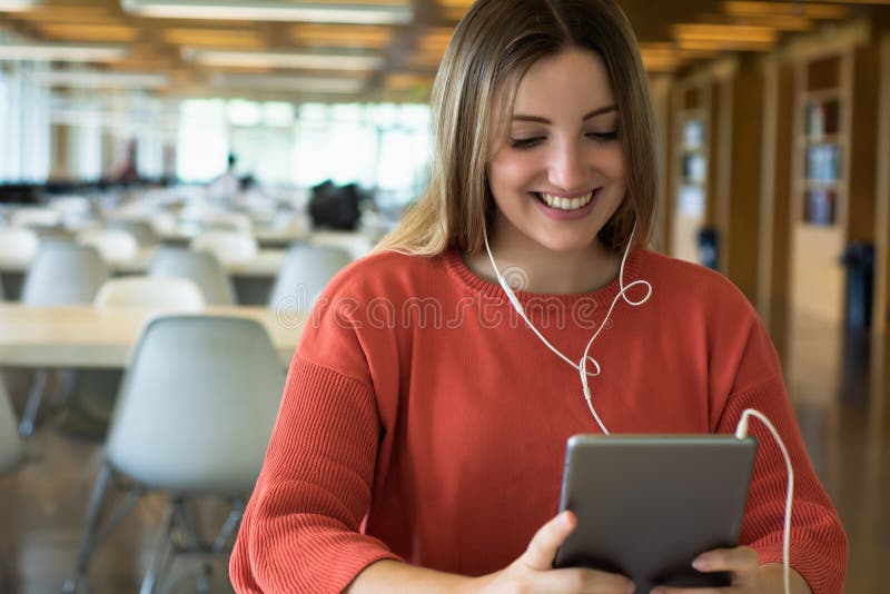 Young Female Student Studying in the Library Stock Image - Image of ...