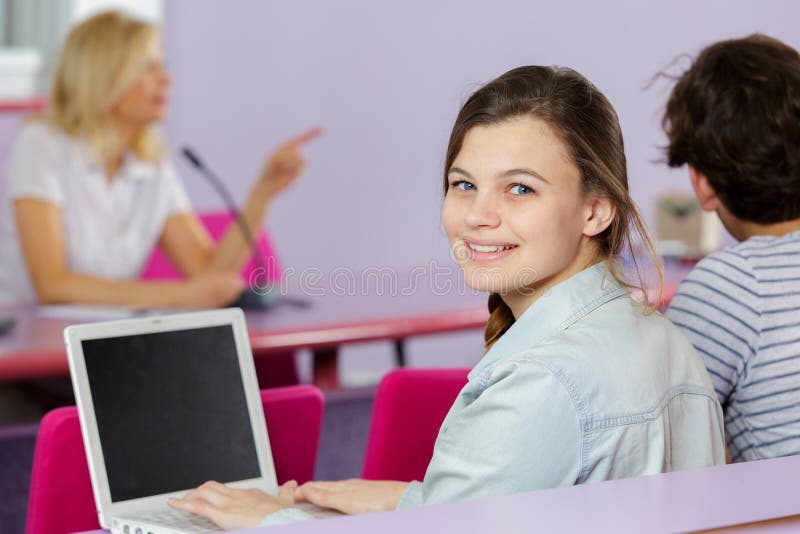 Young Female Student at University Classroom Stock Photo - Image of ...