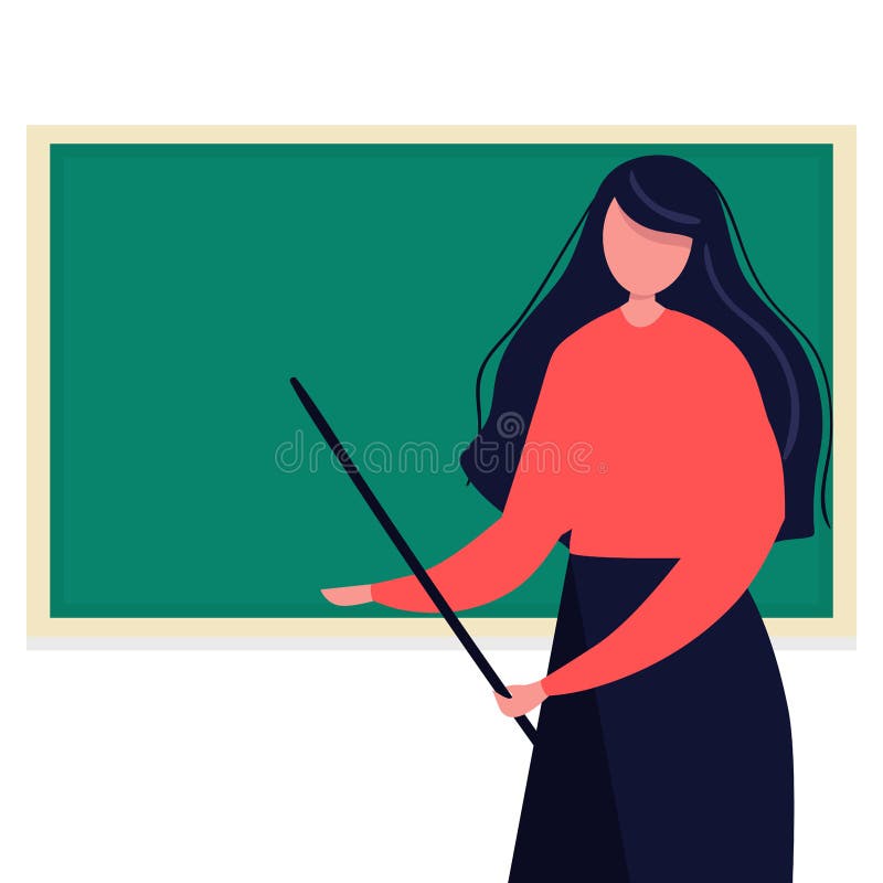 Young Female Teacher on Lesson at Blackboard. Teacher with Pointer ... Young Female Teacher on Lesson at Blackboard. Teacher with Pointer ...