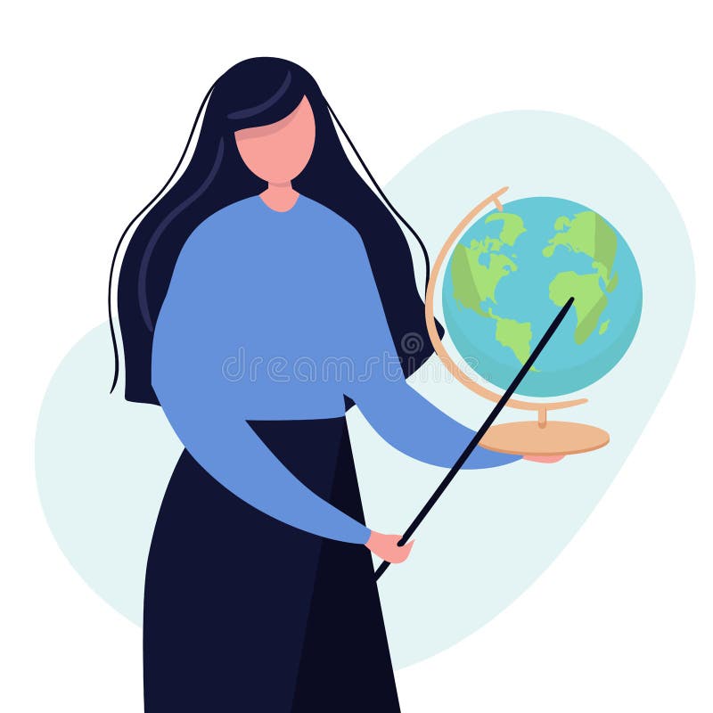 Young Female Teacher on Lesson with Globe. Teacher with Pointer ... Young Female Teacher on Lesson with Globe. Teacher with Pointer ...