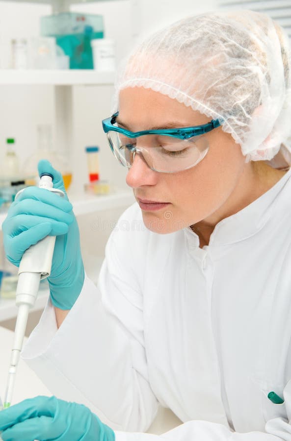 Young Female Tech or Scientist Works in the Lab Stock Image - Image of ...
