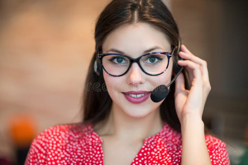 Young Female Technical Support Dispatcher Working in Office, Closeup ...
