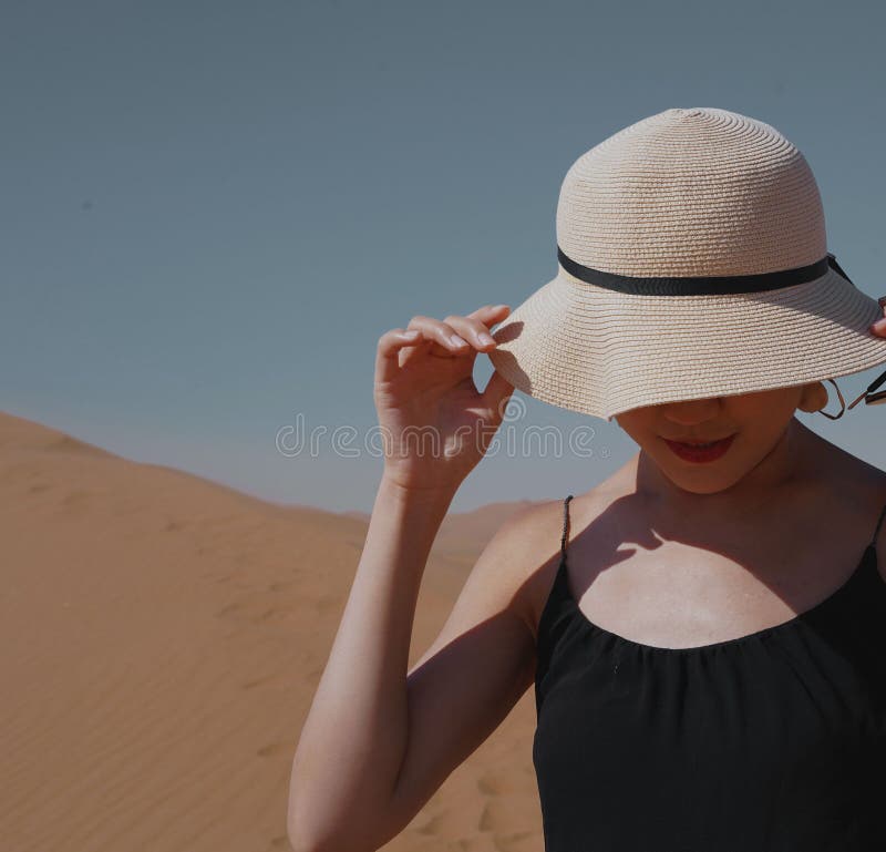Young Female Wearing a Hat in the Desert Stock Photo - Image of human ...