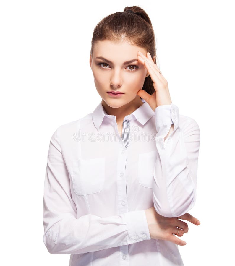 Emotions Woman at White Background Stock Photo - Image of background ...