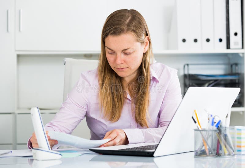 Woman Having Problem in Office Stock Image - Image of european ...