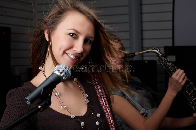 Female singing into mic. stock photo. Image of adult, sound - 2768364