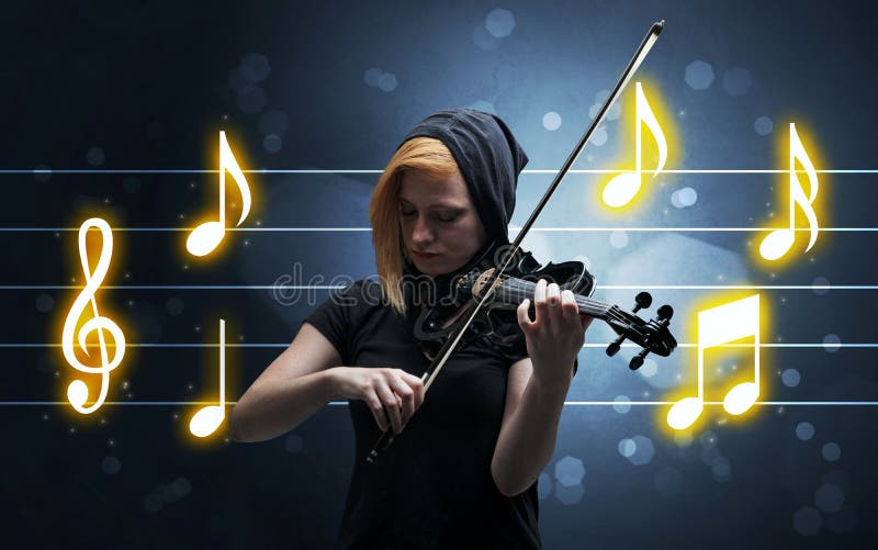 Young Fiddler with Music Sheet Stock Photo - Image of lifestyle ...