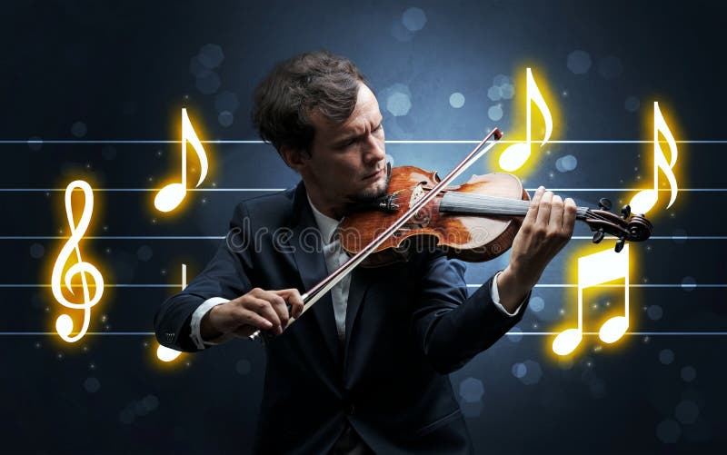 Young Fiddler with Music Sheet Stock Photo - Image of classical, person ...