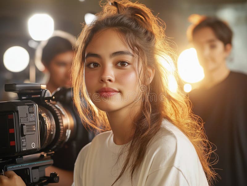 Young Filmmaker Capturing a Vibrant Moment in a Creative Studio Filled ...