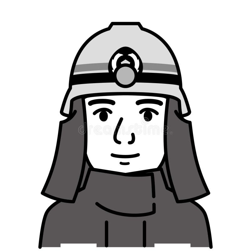 Young Fireman, Firefighter, Vector, Illustration, Black and White Stock ...