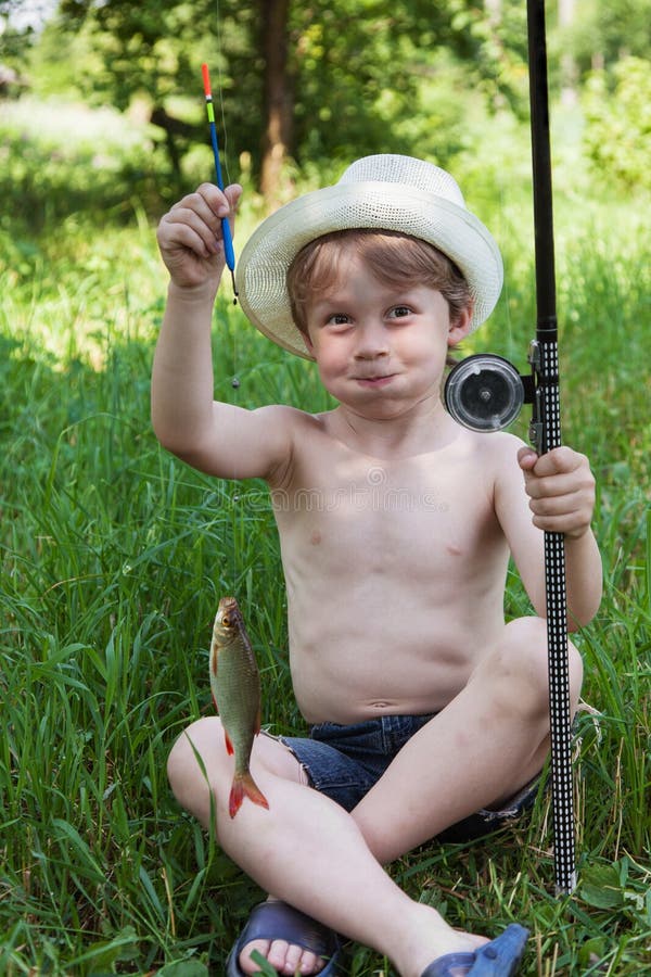 Photo of Little Boy Fishing Stock Photo - Image of portrait, angler ...