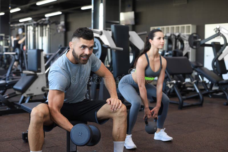 Young fit couple are in a good shape stock photo