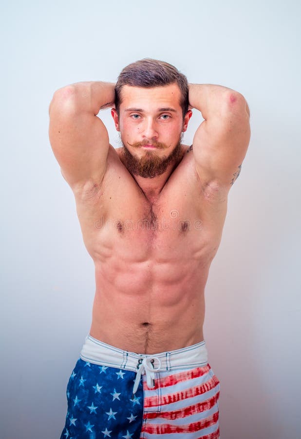 Young and Fit Male Model Posing His Muscles Stock Image - Image of pose ...