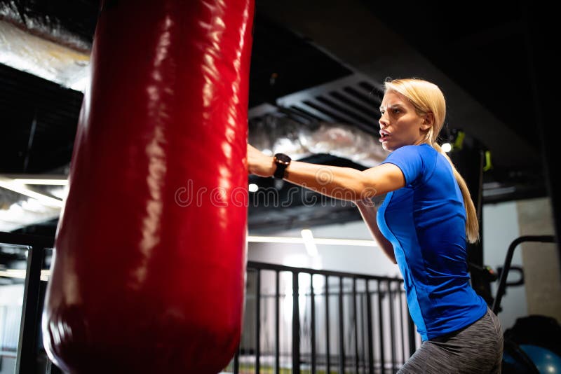 Young Woman Boxing and Training in a Gym Stock Image - Image of person ...