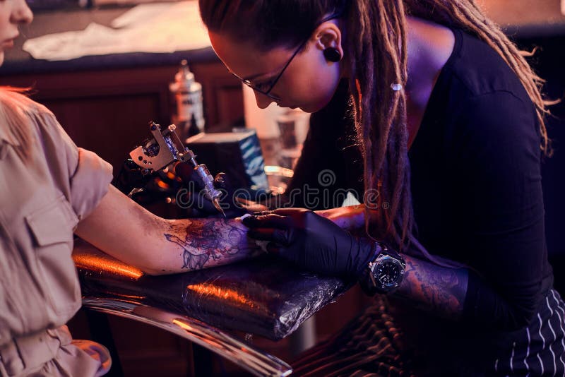 Process of Tattoo Makining at Cozy Tattoo Salon Stock Photo - Image of ...