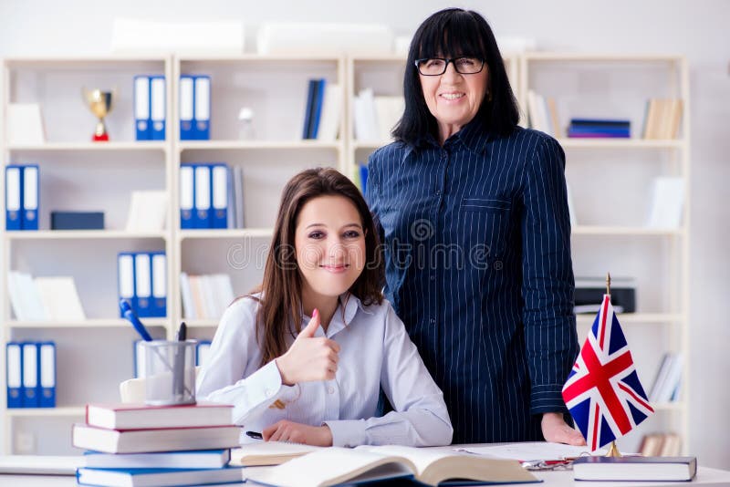 The Young Foreign Student during English Language Lesson Stock Photo ...