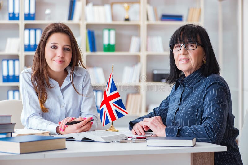 The Young Foreign Student during English Language Lesson Stock Image ...