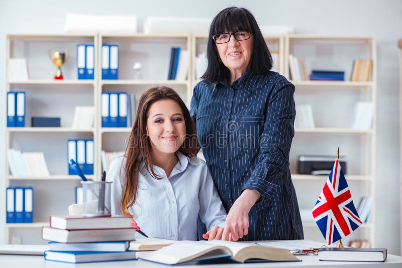 The Young Foreign Student during English Language Lesson Stock Image ...