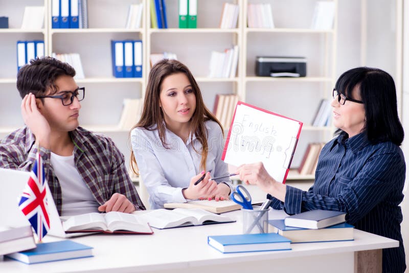 The Young Foreign Student during English Language Lesson Stock Image ...